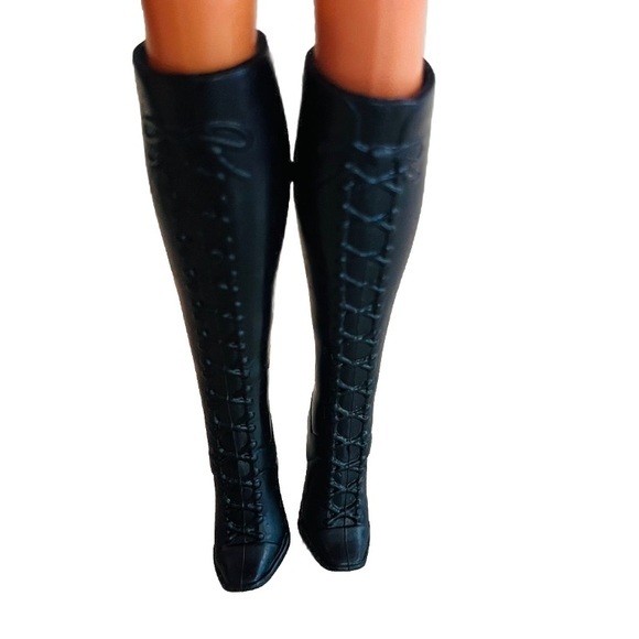 Mattel | Toys | Happy Halloween Barbie Doll Tall Knee Boots Black Lace ...